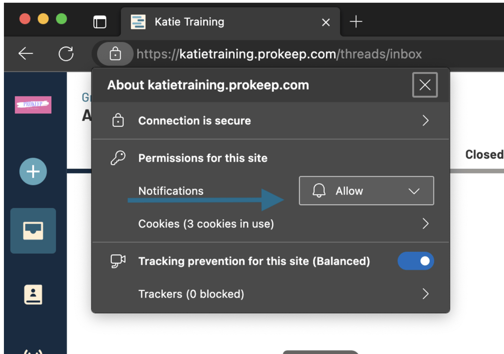 How to Enable Prokeep Notifications - Microsoft Edge