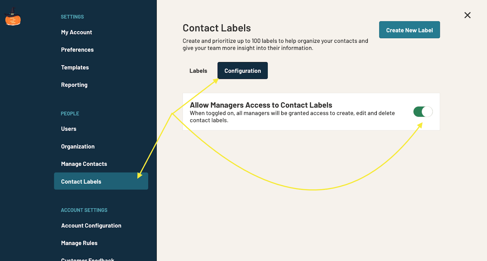 How to Enable Manager Access for Contact Labels