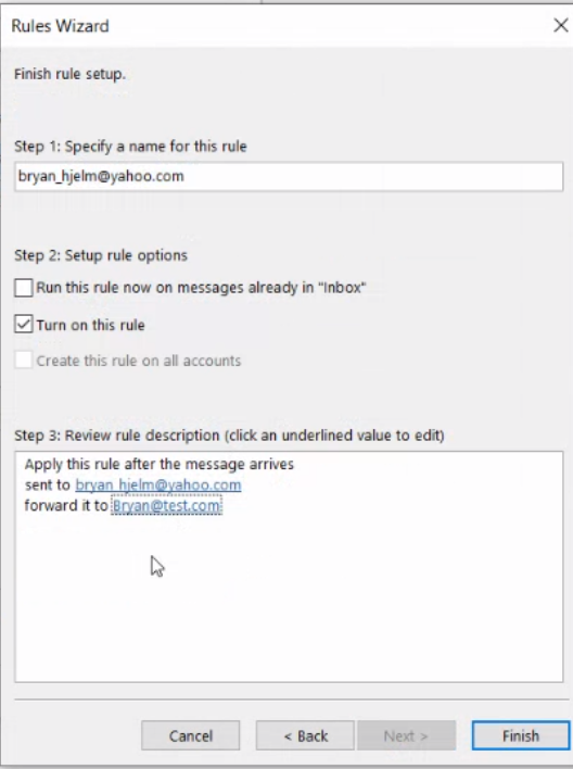 Email Redirect Setup Instructions - Microsoft Outlook (Non-365)